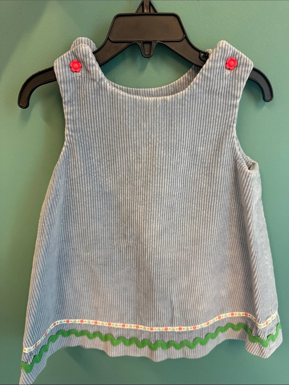 Vintage | Dresses | Vintage Girls Light Blue Corduroy Pinafore Dress ...